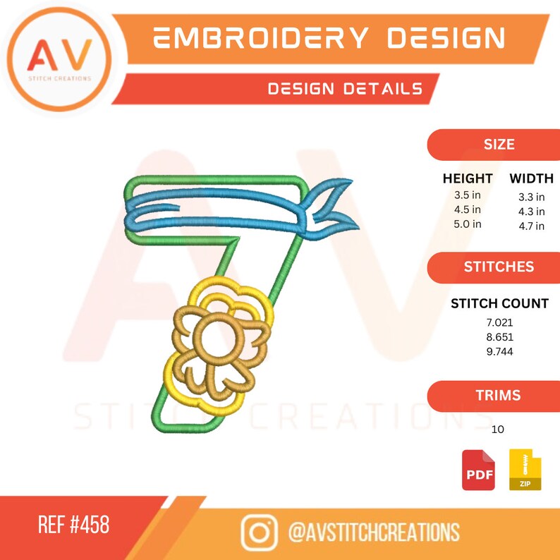 458 Turtle Number 7. Embroidery Applique. Machine Embroidery Design ...