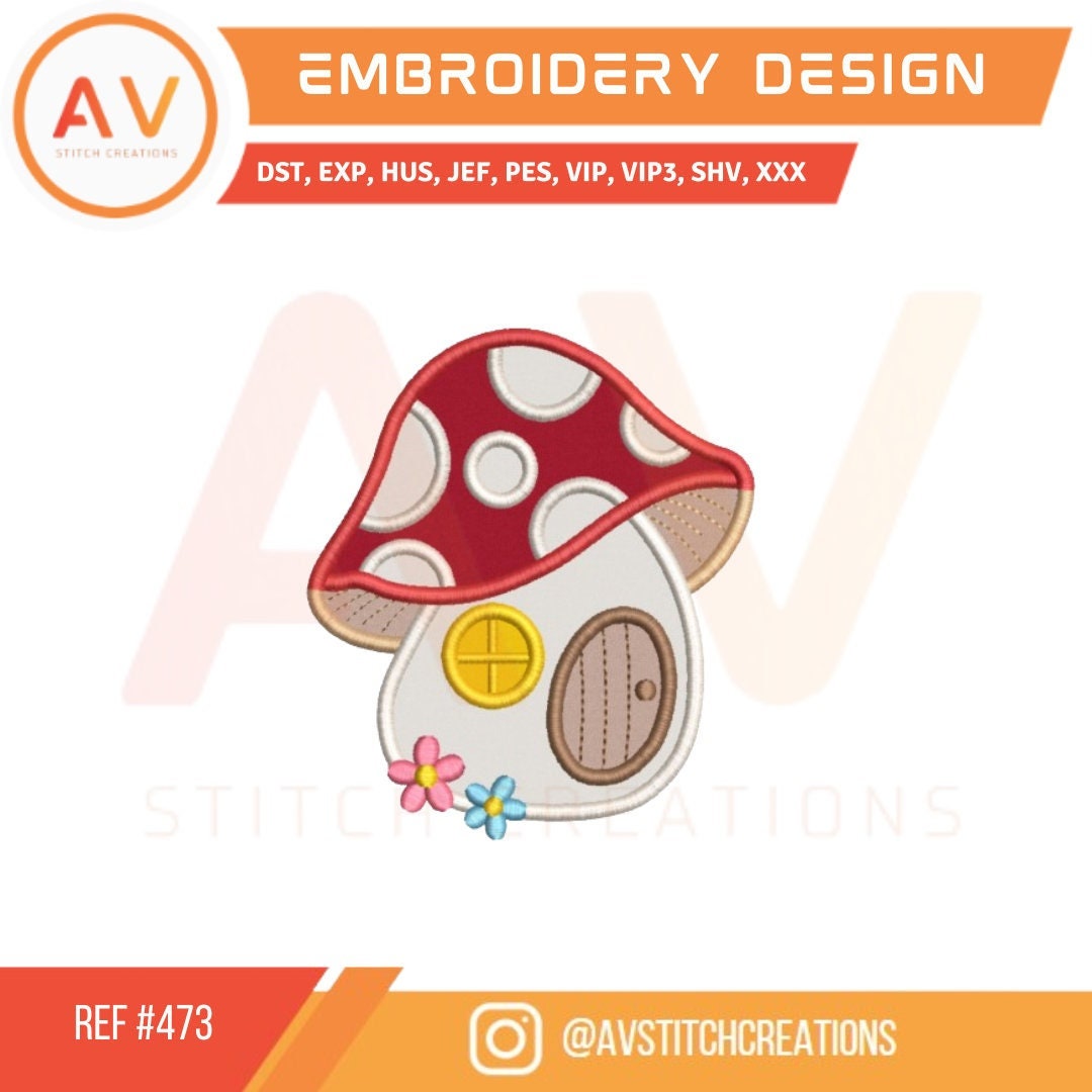 473 Toadstool House. Embroidery Applique. Machine Embroidery Design ...