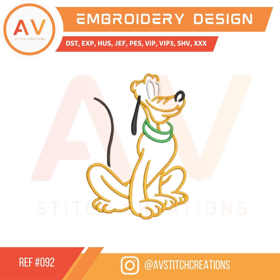 092 Pluto Dog. Magic World. Outline Stitch Embroidery. Embroidery ...