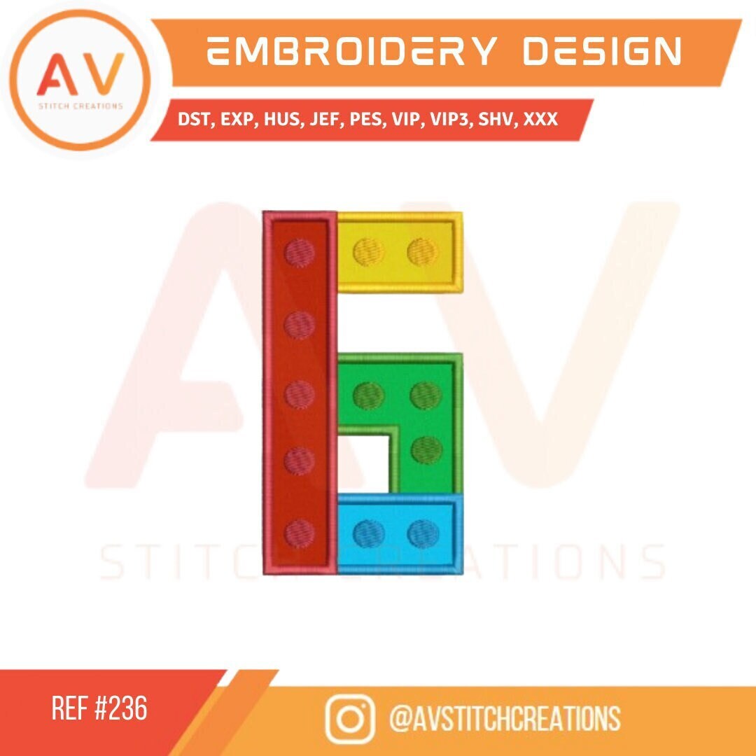 236 Building Block Number 6. Embroidery Applique. Machine Embroidery ...