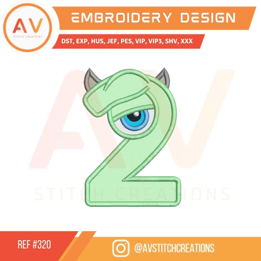 320 Green Monster Number 2. Embroidery Applique. Machine Embroidery ...