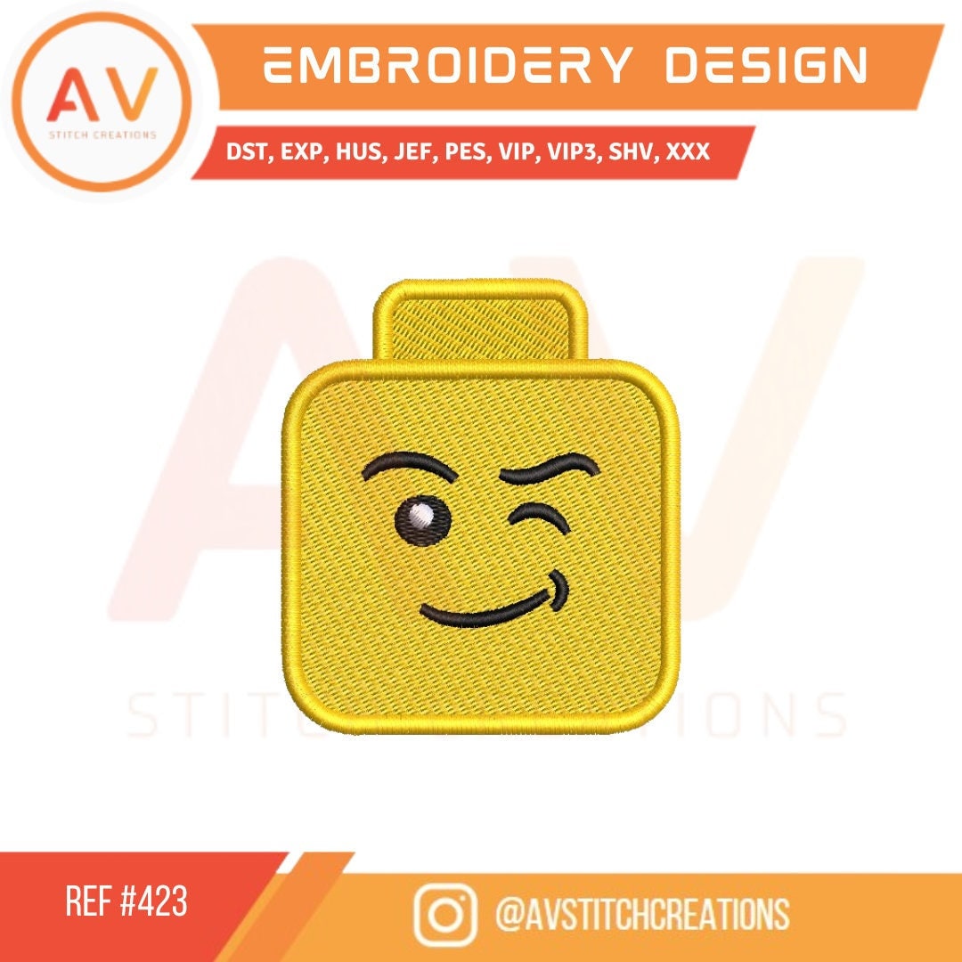 423 Brick Head. Embroidery Design. Machine Embroidery Design. Instant ...