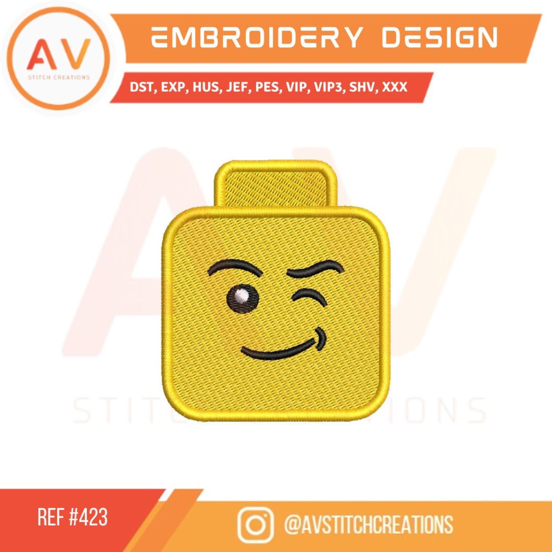 423 Brick Head. Embroidery Design. Machine Embroidery Design. Instant ...