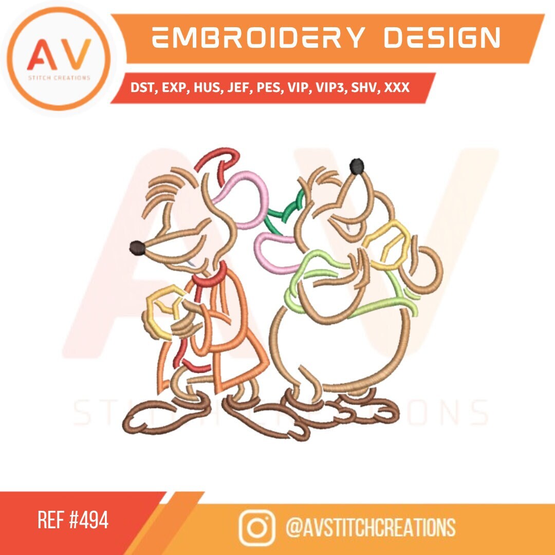 Jaq & Gus Cinderella. Outline Embroidery Design. Machine Embroidery ...