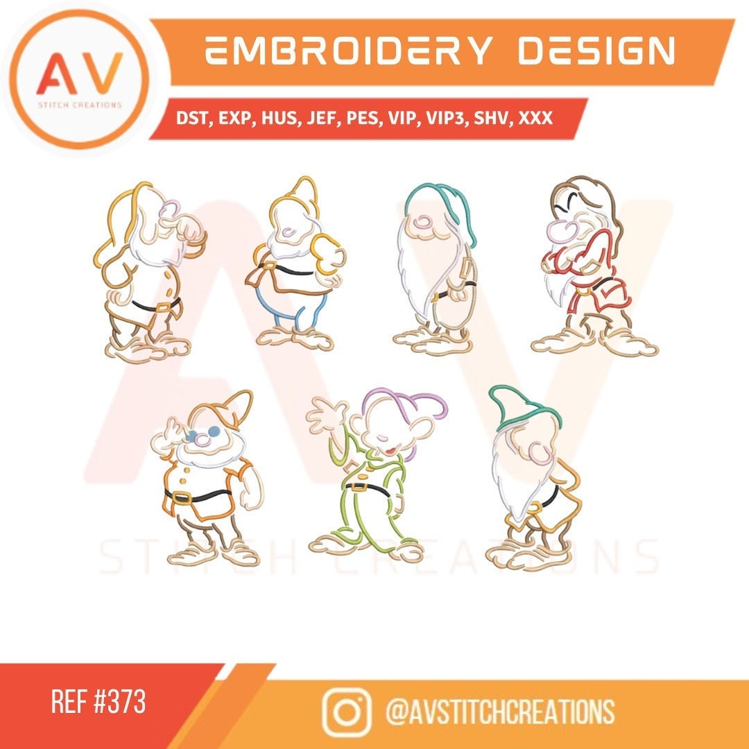 The Seven Dwarfs Bundle. Embroidery Design. Machine Embroidery File ...