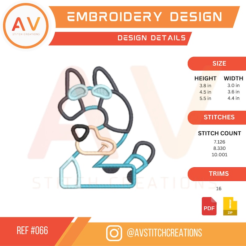 066 Blue Puppy Number 2. Dog Embroidery Applique. Machine Embroidery ...