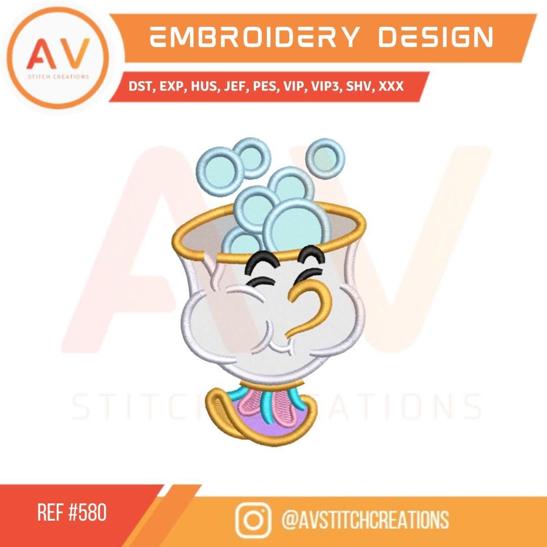 580 Chip. Beauty & Beast. Embroidery Applique. Machine Embroidery ...