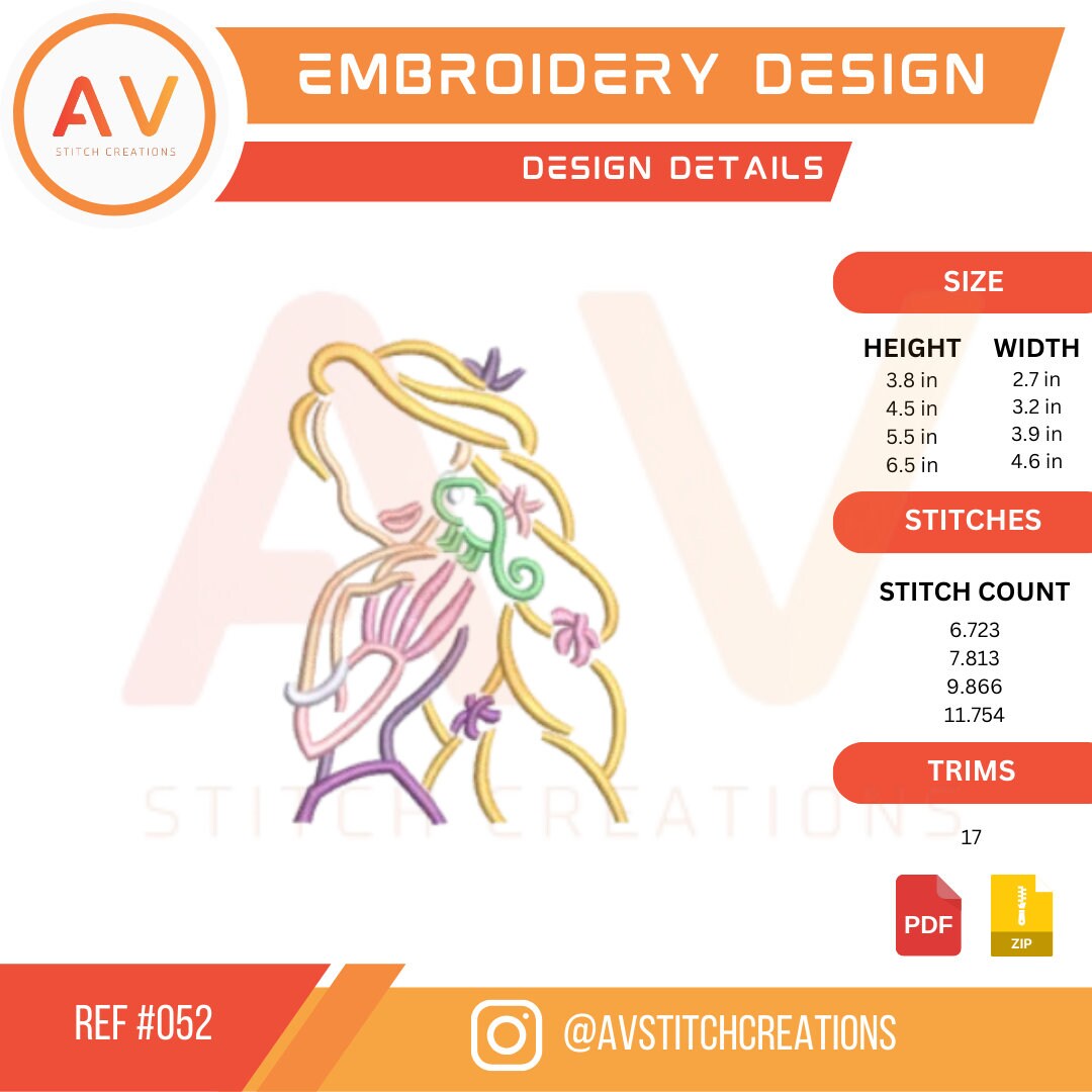 52 Tangled Girl and Pascal. Outline Stitch Embroidery. Embroidery ...