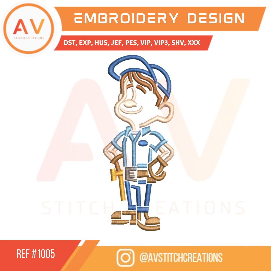Handyman Hero. Embroidery Design. Machine Embroidery File. 4x4, 5x7 ...