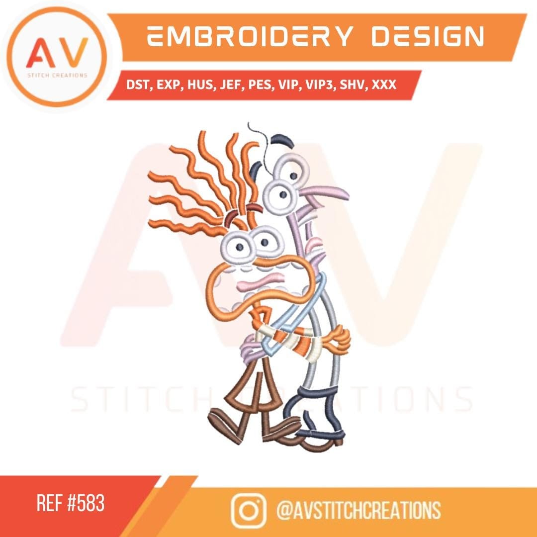 583 Anxiety & Fear. Inside Out. Outline Stitch Embroidery. Embroidery ...