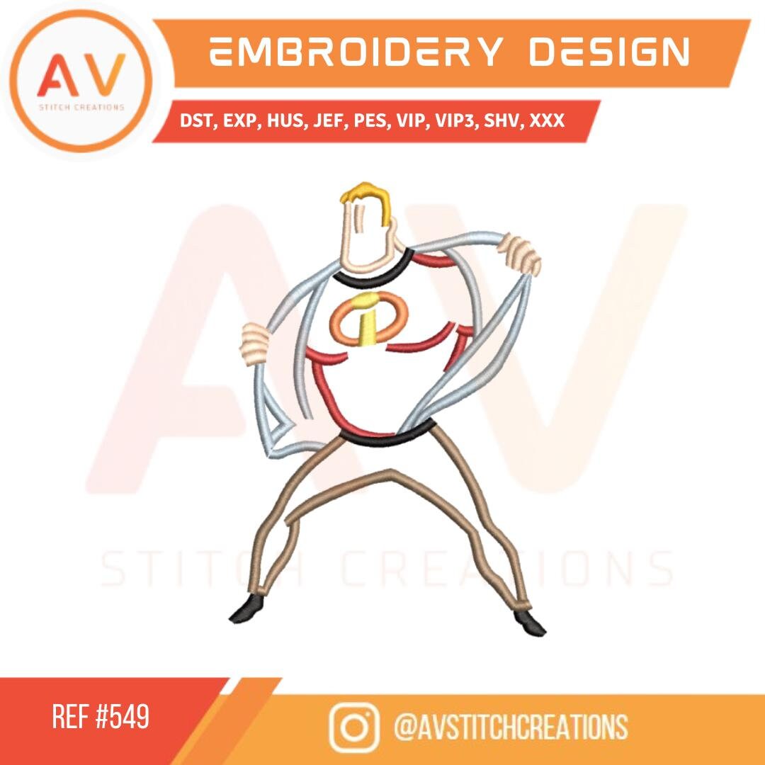 549 Mr Incredible. the Incredibles. Outline. Machine Embroidery Design ...