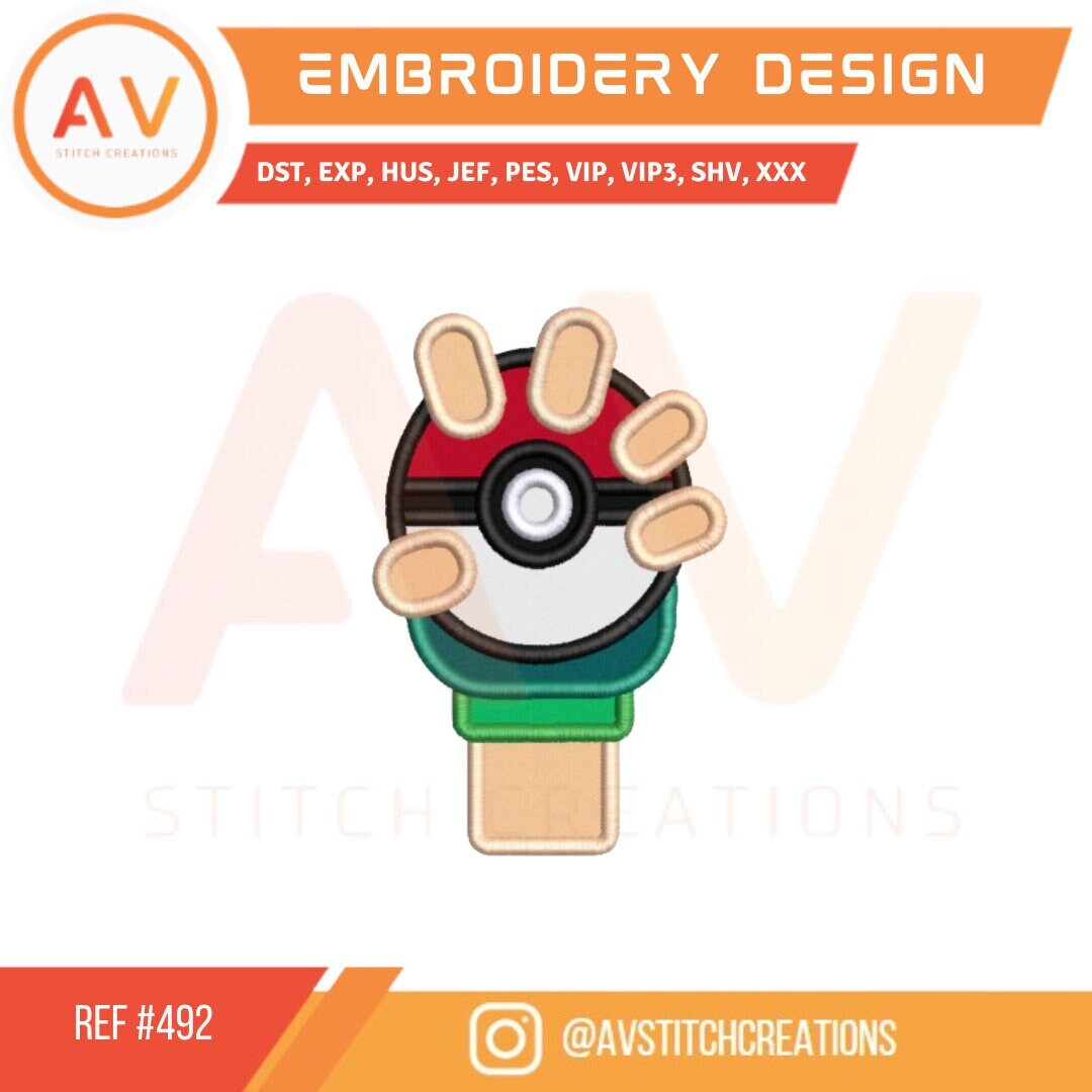 492 Pokeball. Pokemon. Applique Embroidery Design. Machine Embroidery ...
