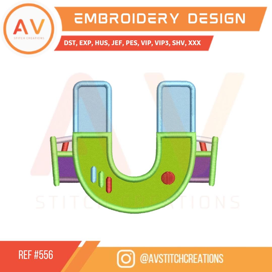 556 Space Ranger Letter U. Toy Land. Embroidery Applique. Machine Embroidery. Birthday ...