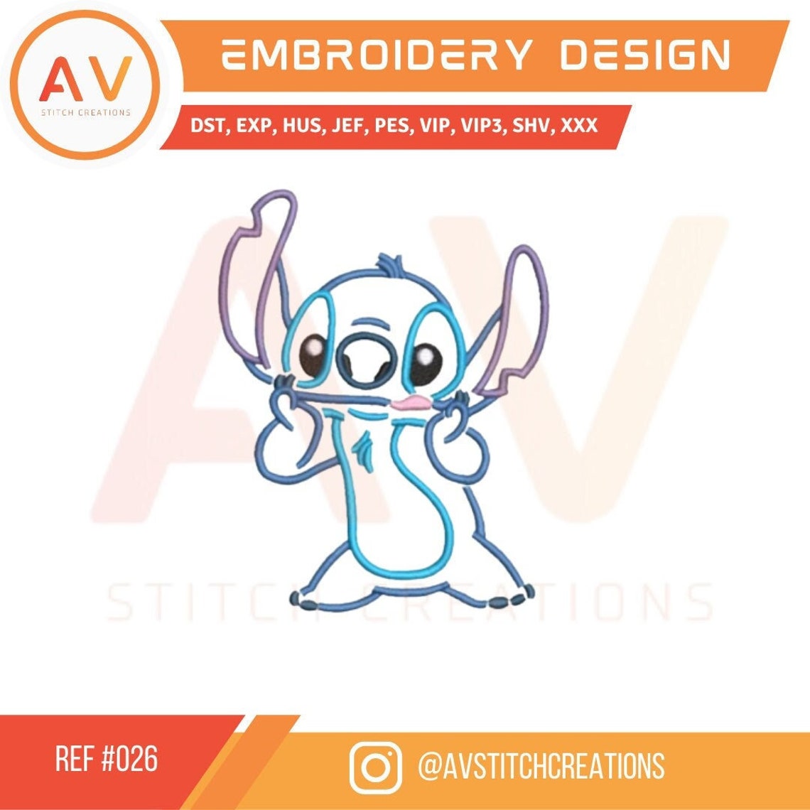 Stitch Alien – Embroidery Design – Machine Embroidery File (4x4, 5x7 ...