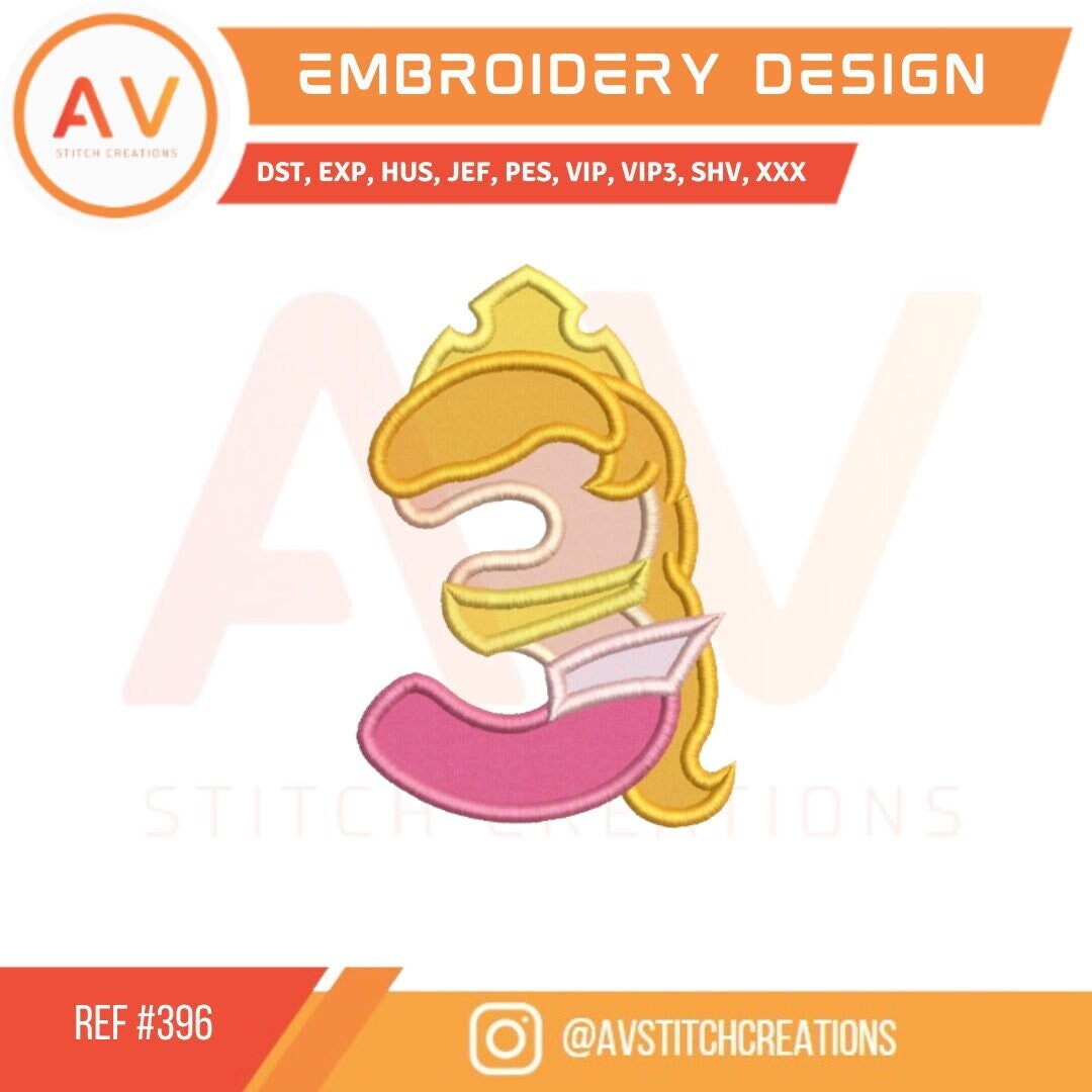 396 Sleeping Beauty Number 3. Princess Embroidery Applique. Machine ...