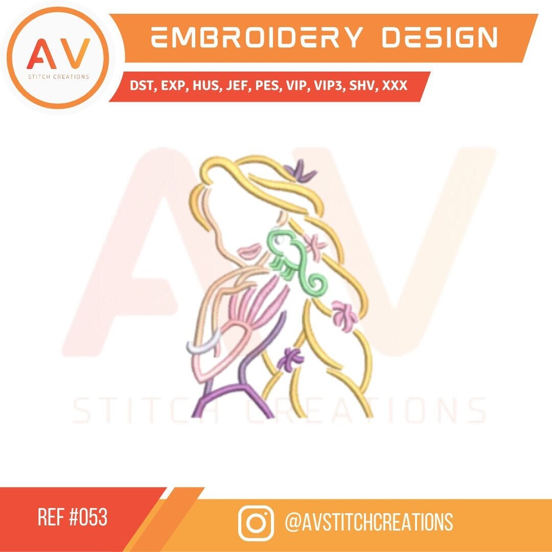 52 Tangled Girl and Pascal. Outline Stitch Embroidery. Embroidery ...