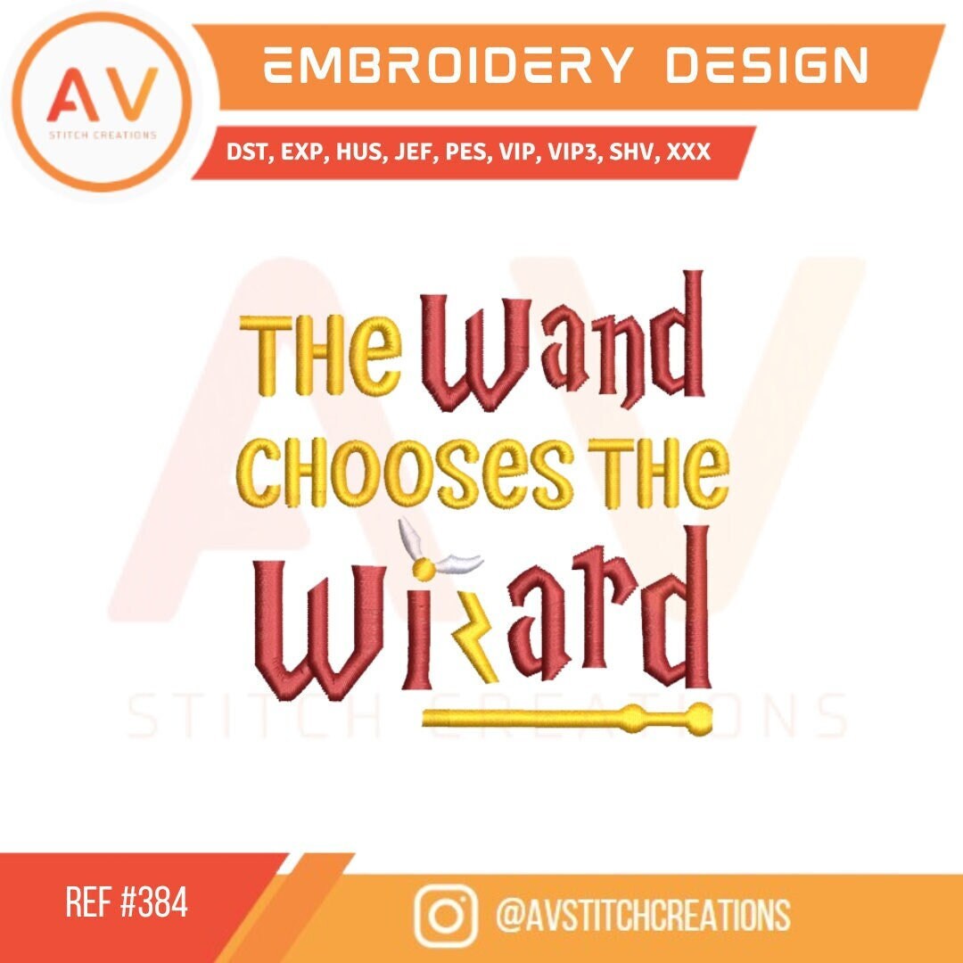 384 the Wand Chooses the Wizard. Wizard School Embroidery Design ...