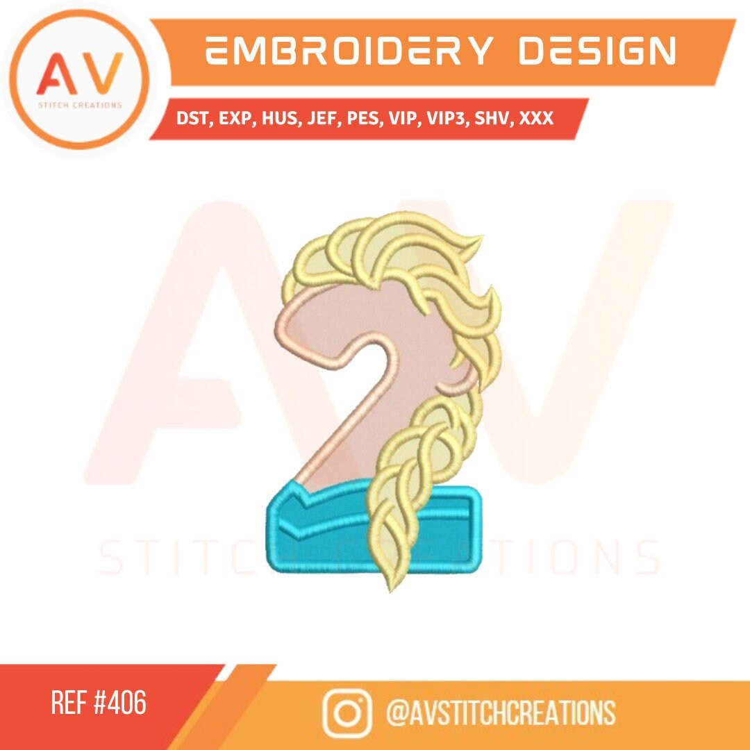 406 Elsa Frozen Number 2. Embroidery Applique. Machine Embroidery ...