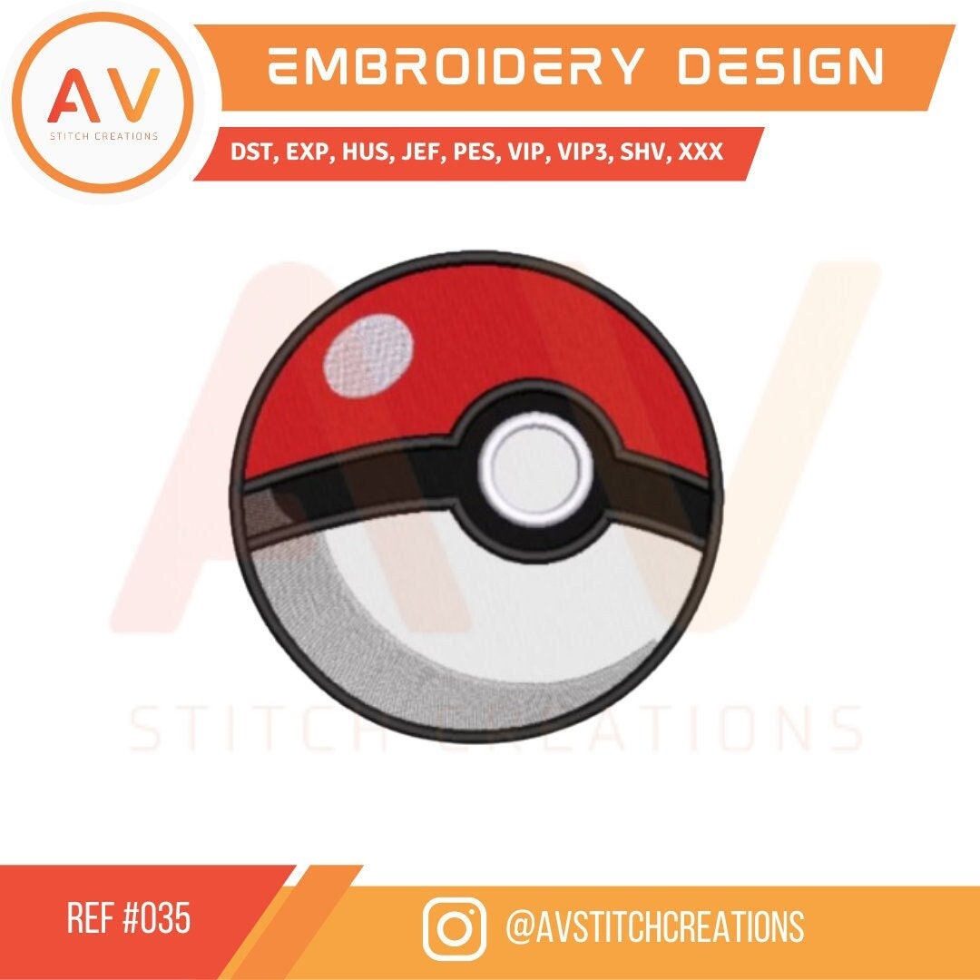 035 Pokeball. Pokemon. Applique Embroidery Design. Machine Embroidery ...
