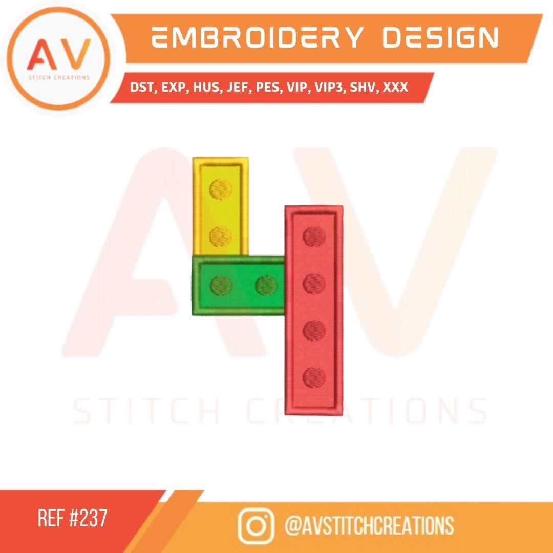 Building Block Number 4. Applique Design. Machine Embroidery File 4x4 ...