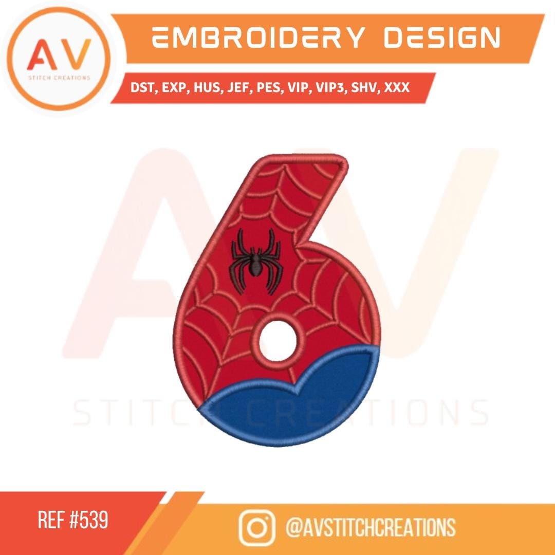 Spiderman Number 6 – Applique Embroidery Design – Machine Embroidery ...