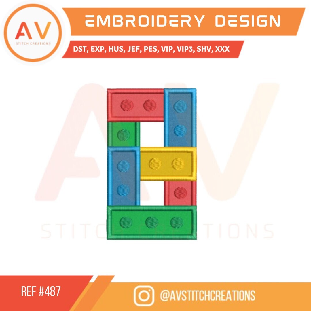 487 Building Block Number 8. Embroidery Applique. Machine Embroidery ...