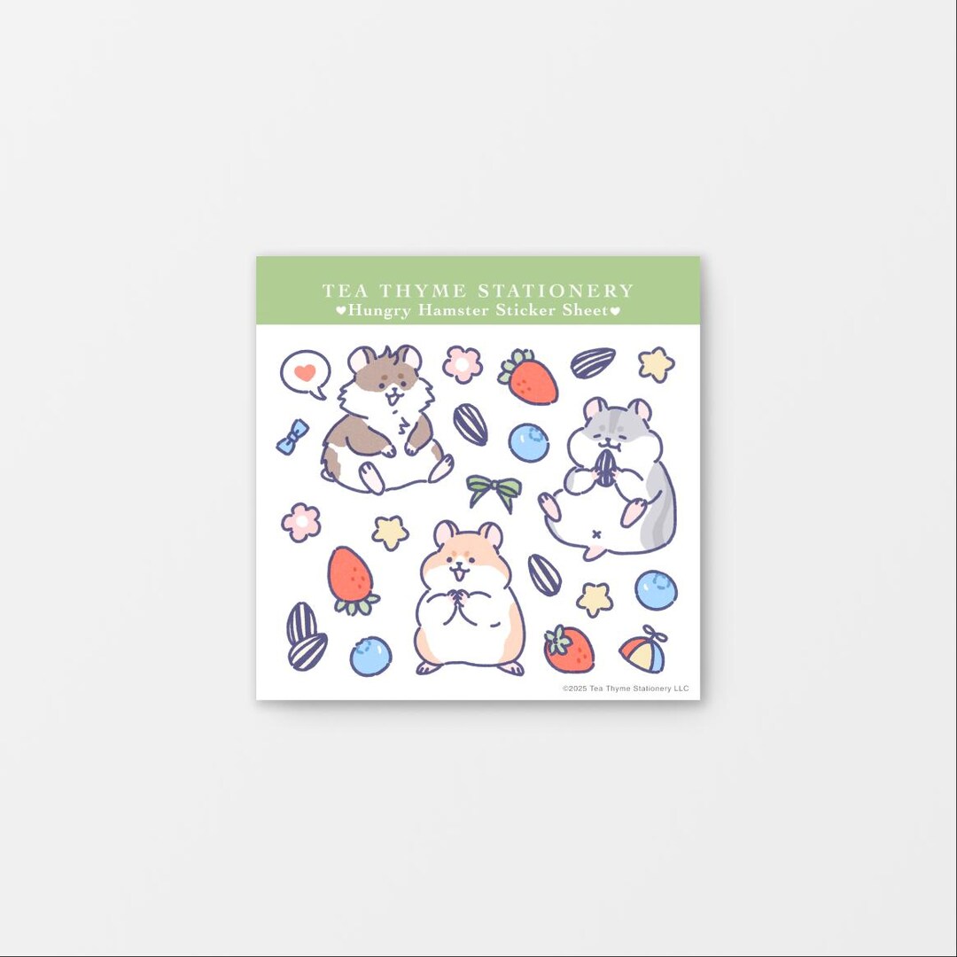 Hungry Hamster Mini Sticker Sheet 3.75" X 3.75" Waterproof Vinyl ...