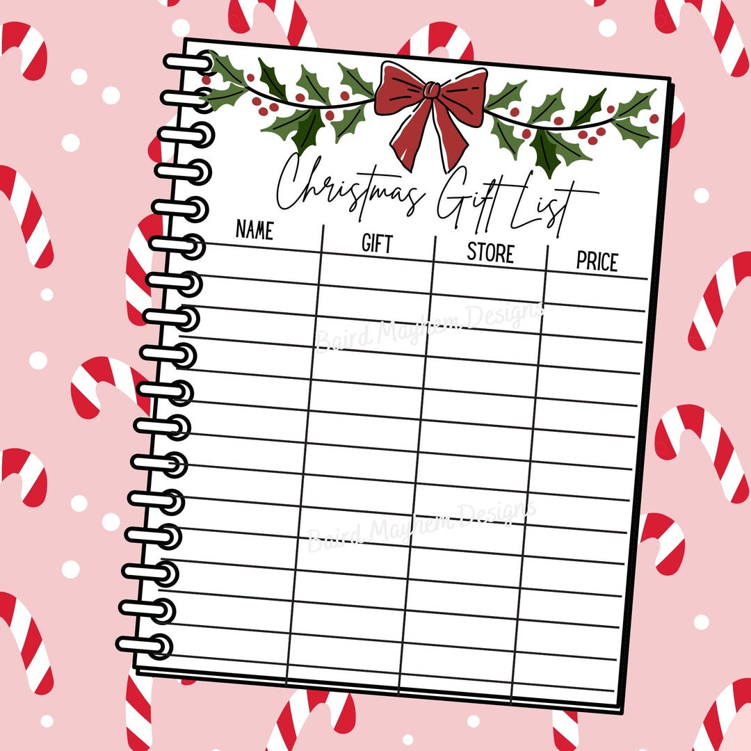 Christmas Gift List Pdf, Printable, Printable Gift Tracker, Printable ...