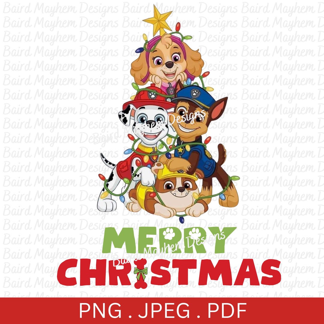 Paw Patrol Christmas Png, Cartoons Christmas, Digital Download ...