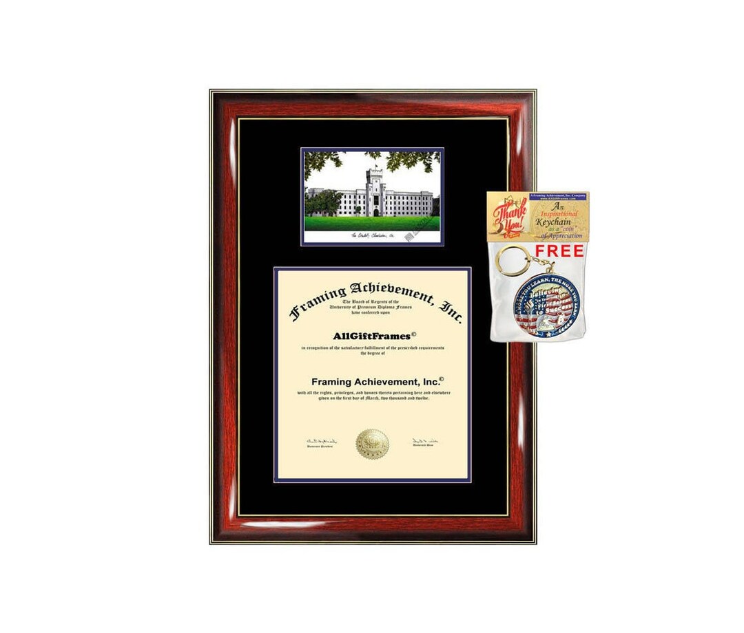 The Citadel Diploma Frame Lithograph Campus Image Citadel Certificate ...