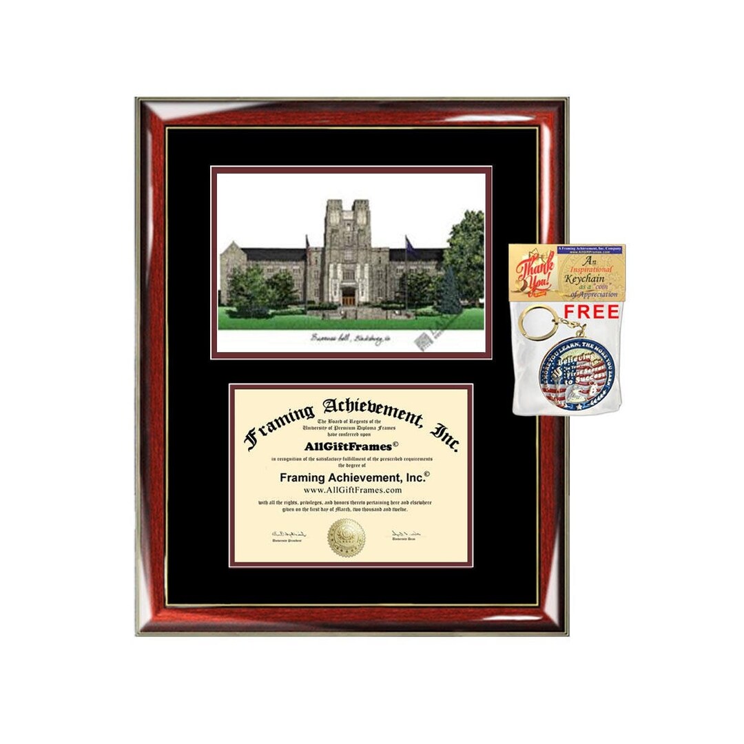 Virginia Tech Diploma Frame Lithograph Campus Image VT University ...