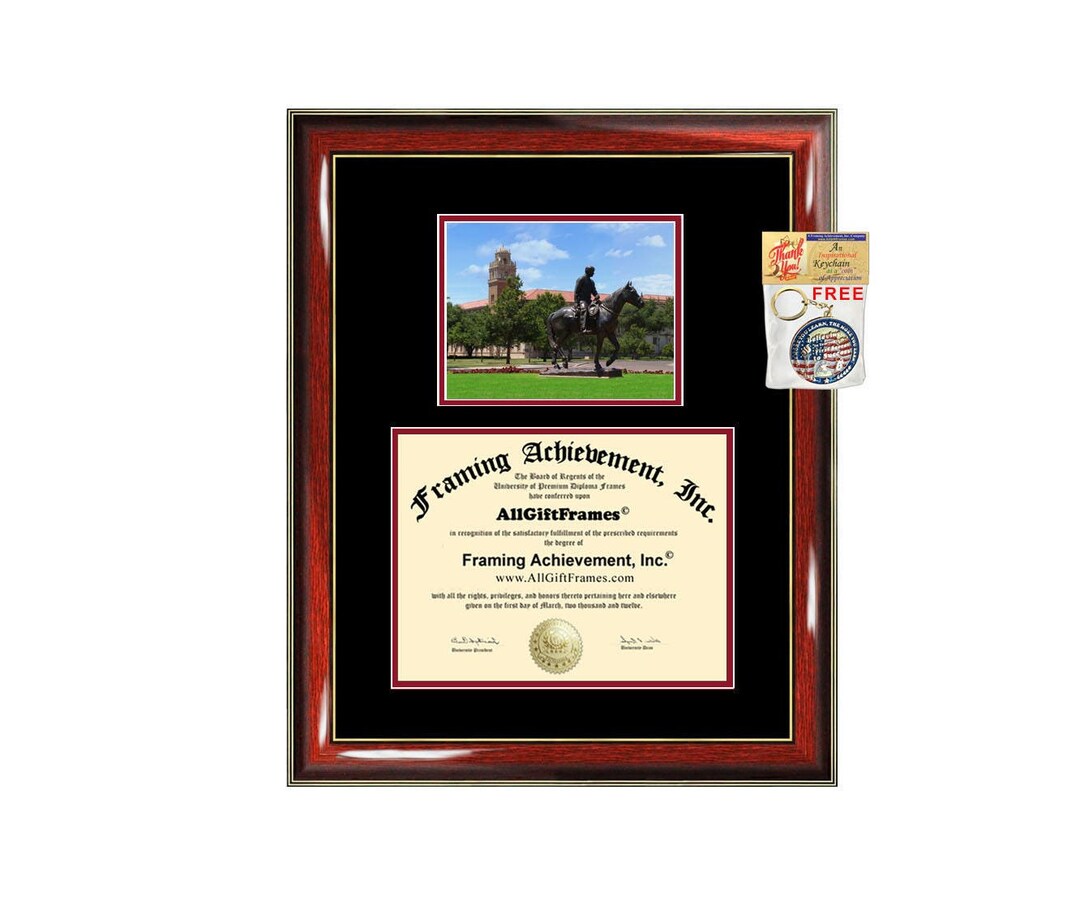 Texas Tech Diploma Frame TTU Degree Frames Campus Certificate Framing ...
