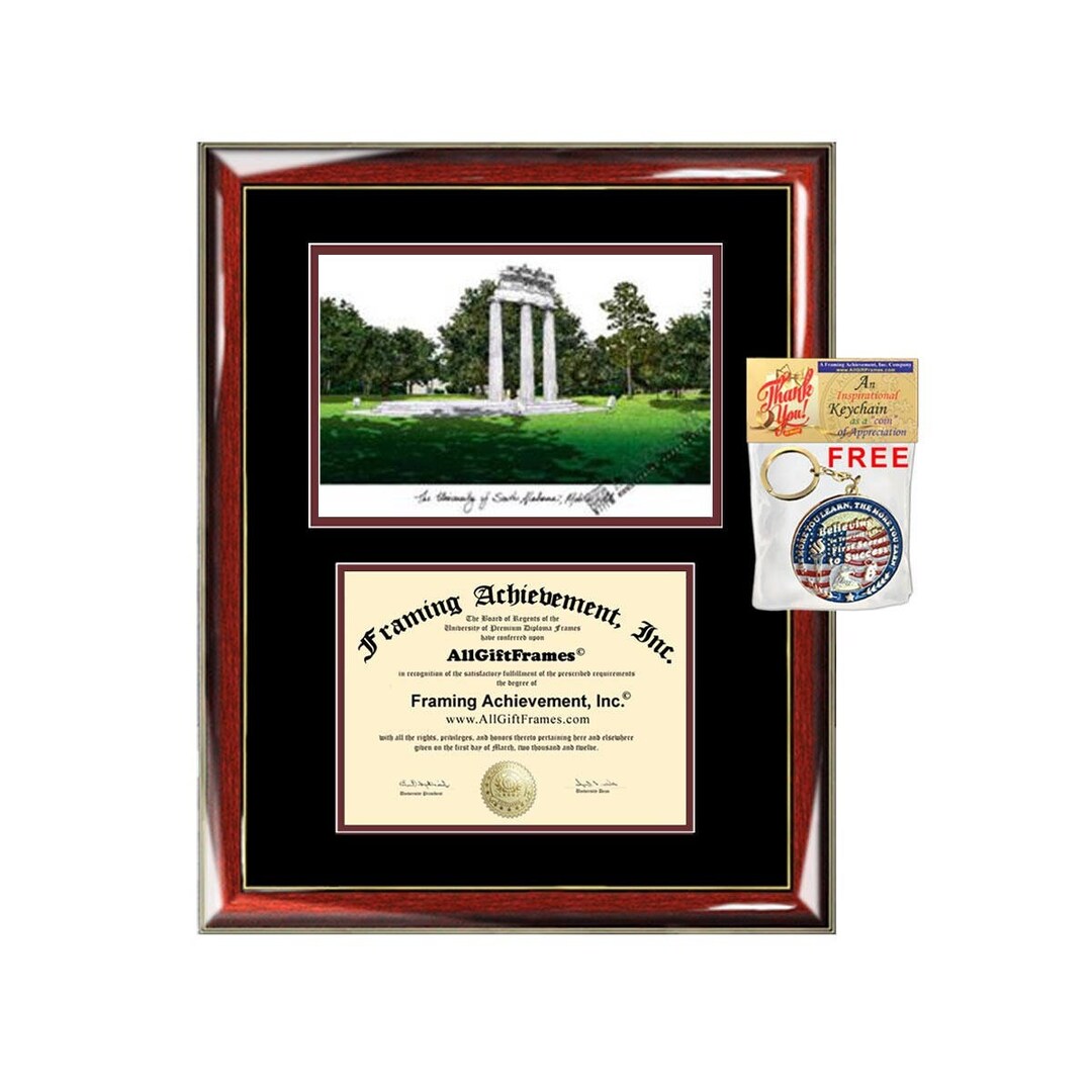University of South Alabama Diploma Frame Lithograph Campus Image ...