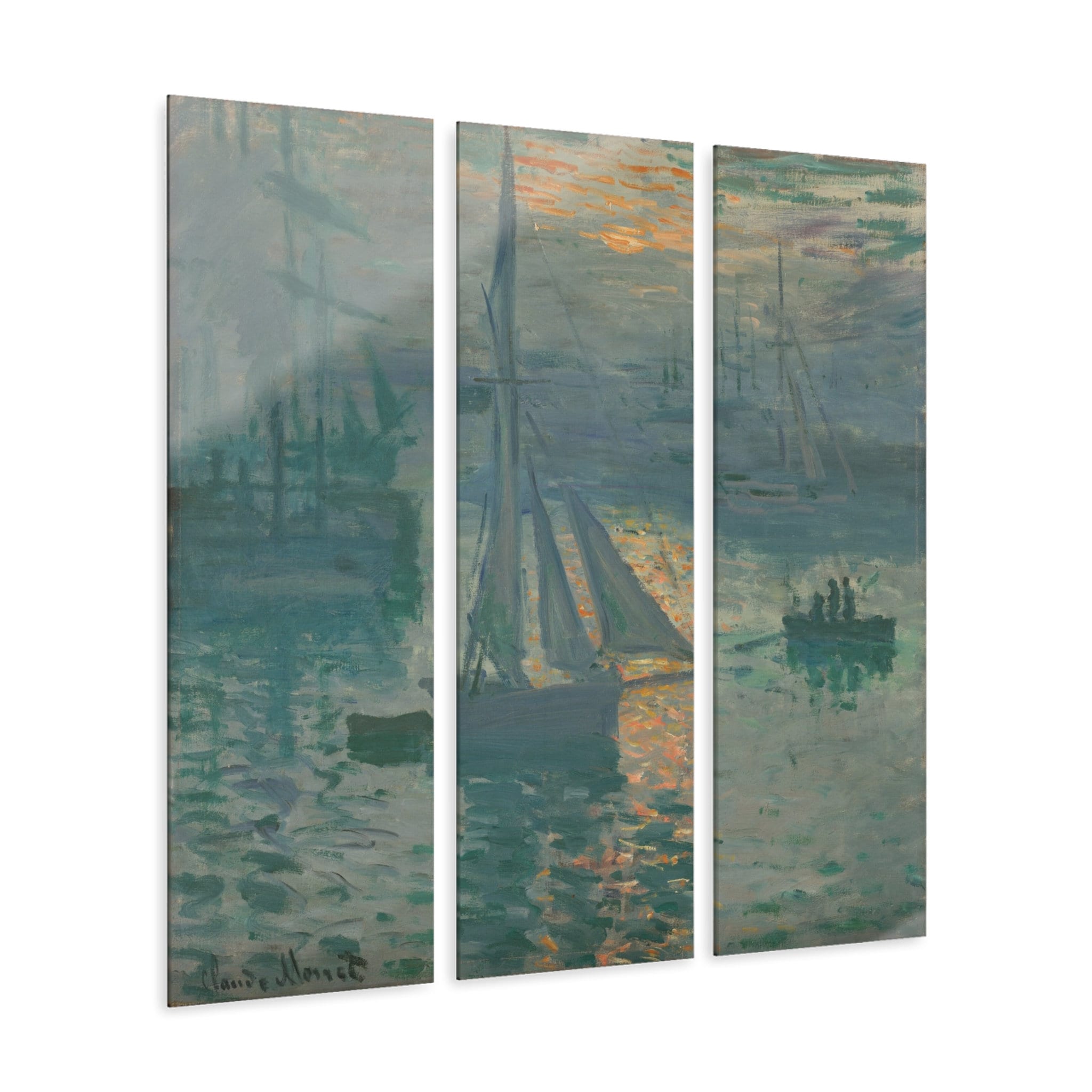 Claude Monet Acrylic Triptych Art - Modern Home Decoration, Sunrise ...