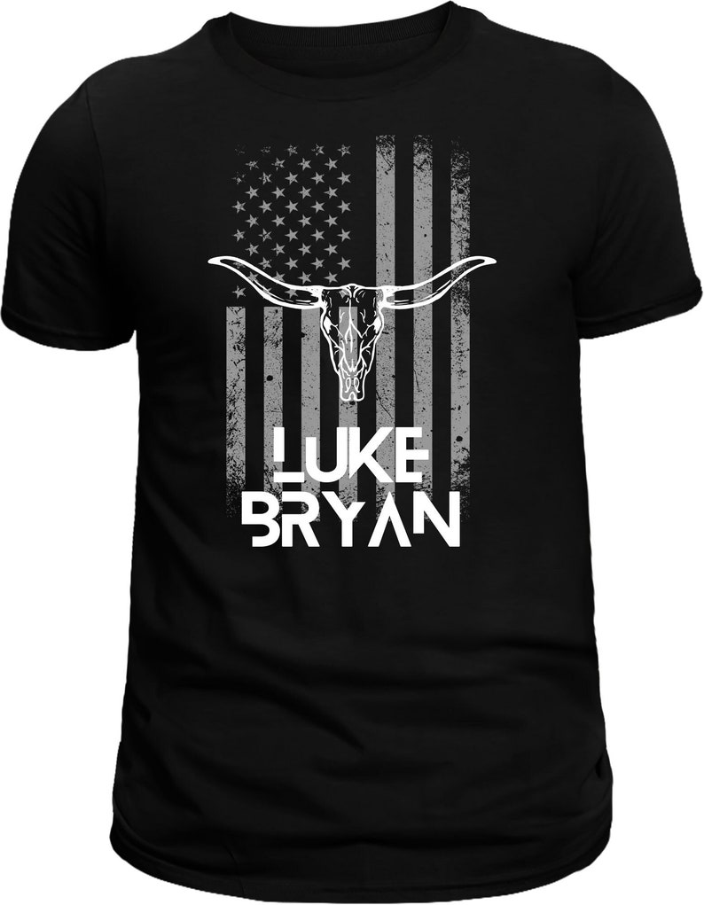 Luke Bryan Bull Skull American Flag DTF File - Etsy