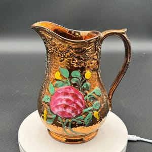 Antique Copper Luster Pitcher - Etsy