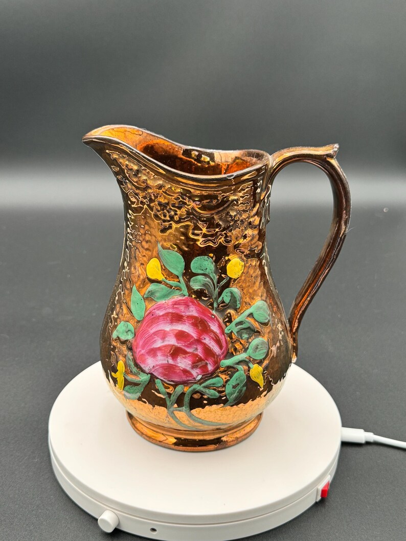 Antique Copper Luster Pitcher - Etsy
