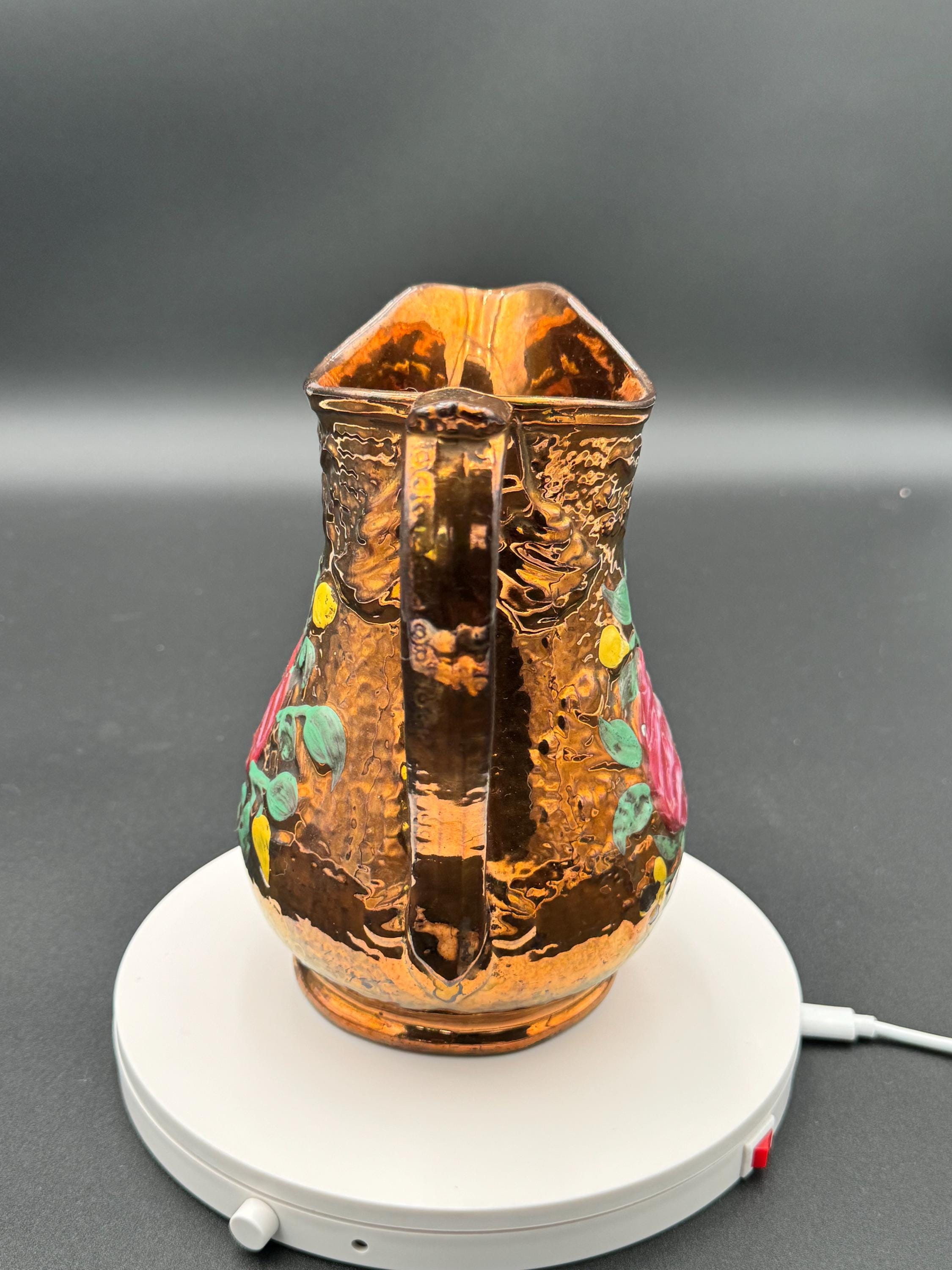 Antique Copper Luster Pitcher - Etsy