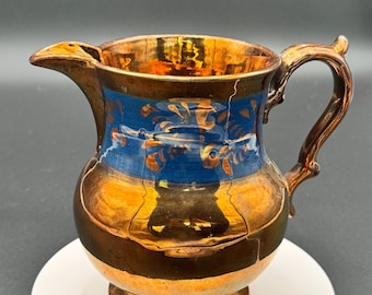 Antique Copper Luster Pitcher - Etsy