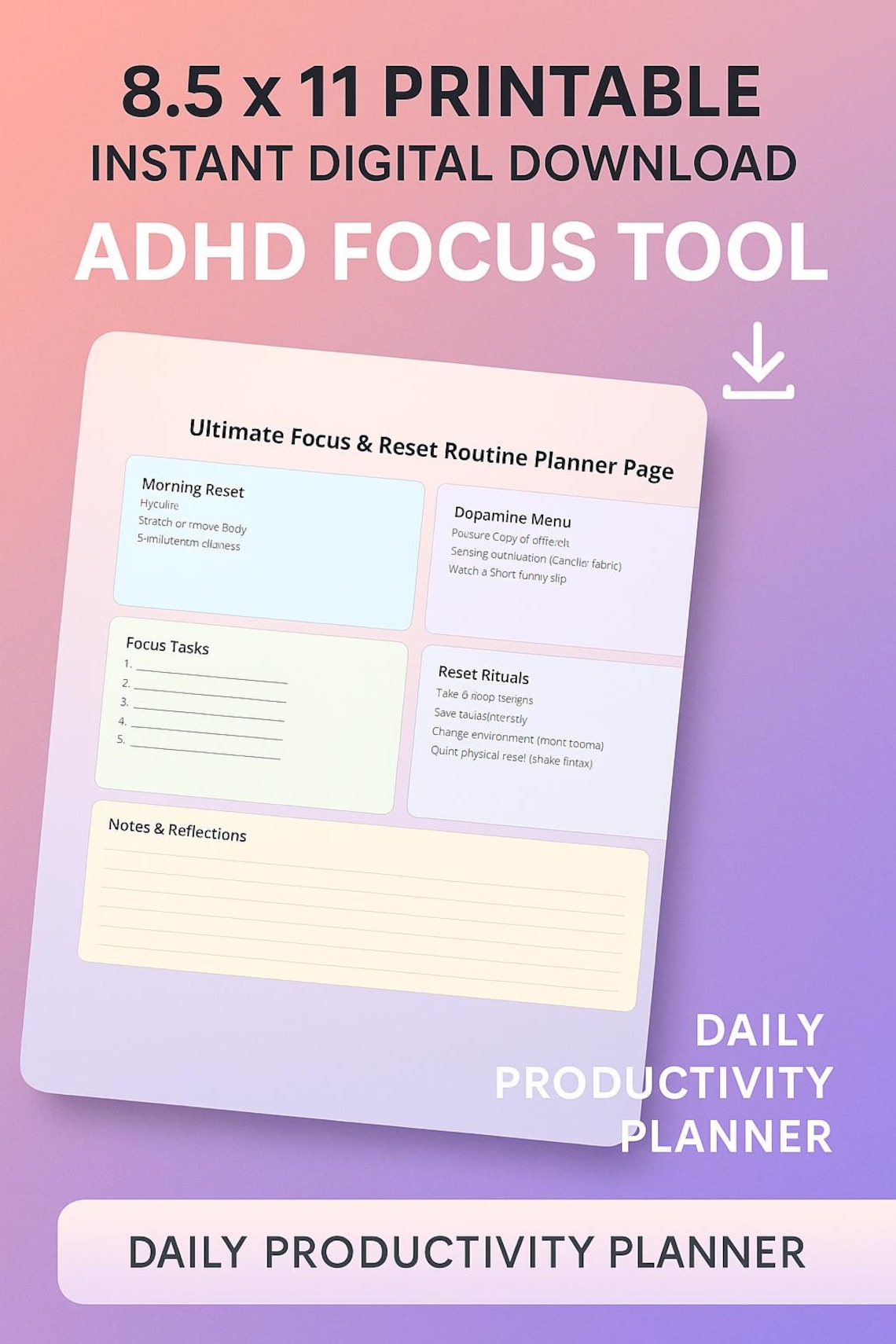 Ultimate ADHD Morning & Focus Planner Bundle – 10 Printable Pages for ...