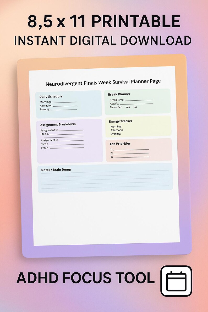 Ultimate ADHD Morning & Focus Planner Bundle – 10 Printable Pages for ...