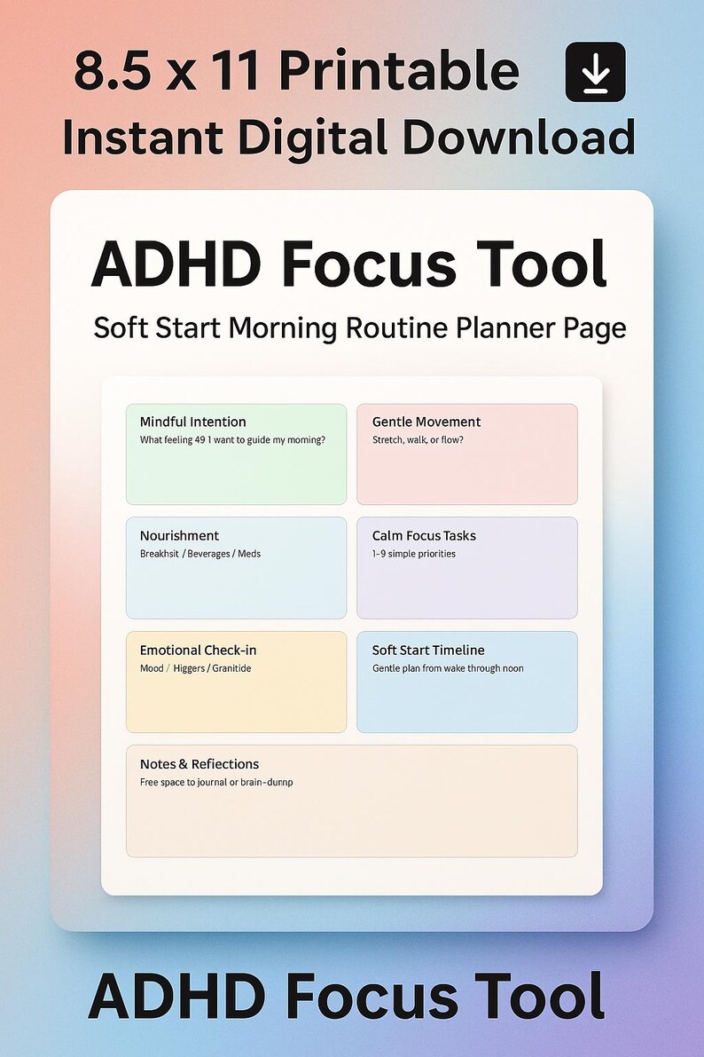 Ultimate ADHD Morning & Focus Planner Bundle – 10 Printable Pages for ...