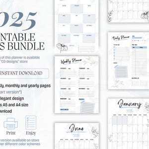 2025 Light Blue Dates Digital Bundle - Daily, Weekly, Monthly, Yearly ...