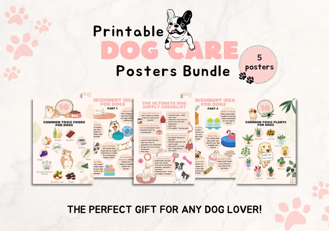 Dog Safety & Care Posters Bundle - Toxic Foods, Plants, Enrichment ...