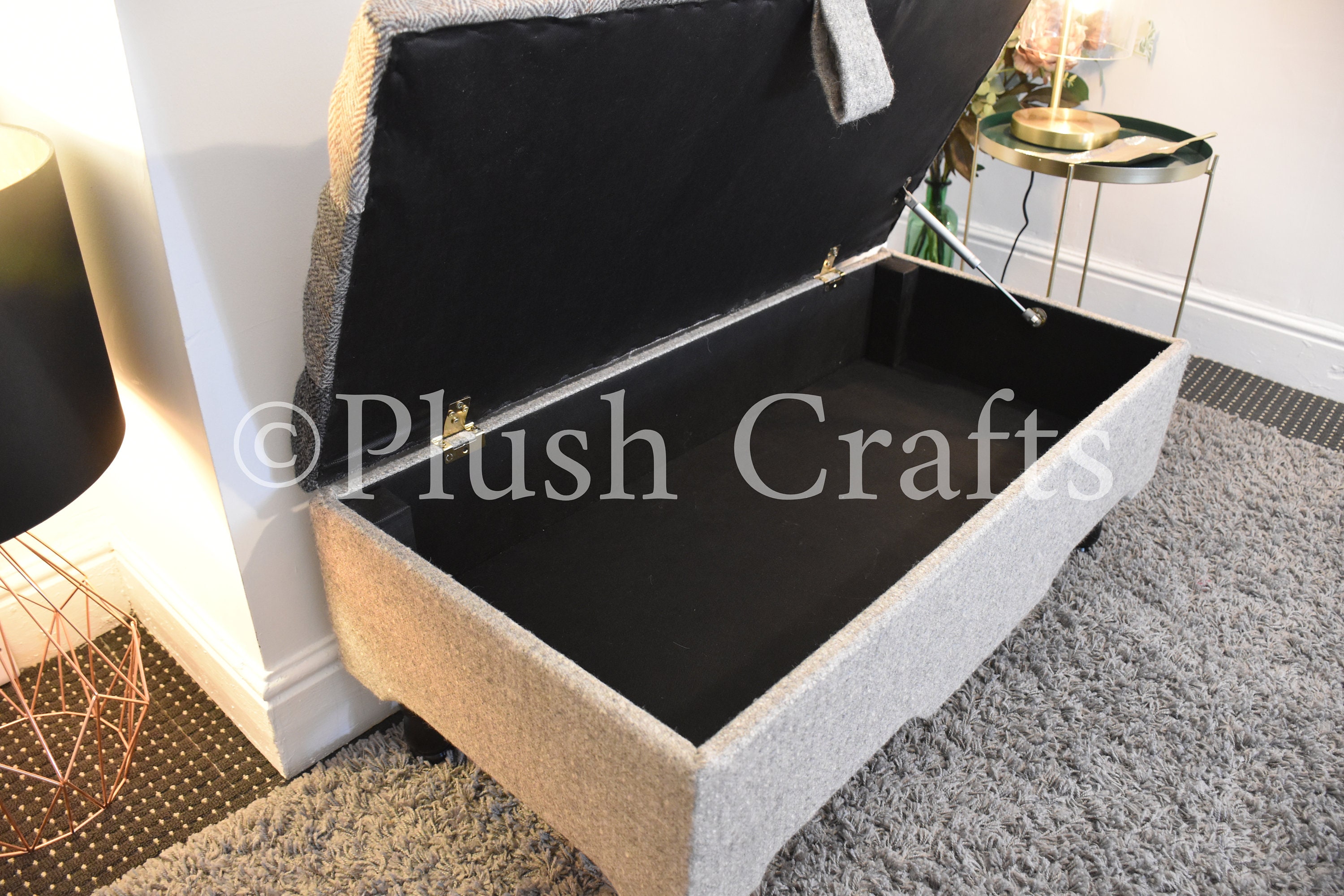 Handmade Patchwork Tweed Ottoman With Storage Real Tweed Fabric ...