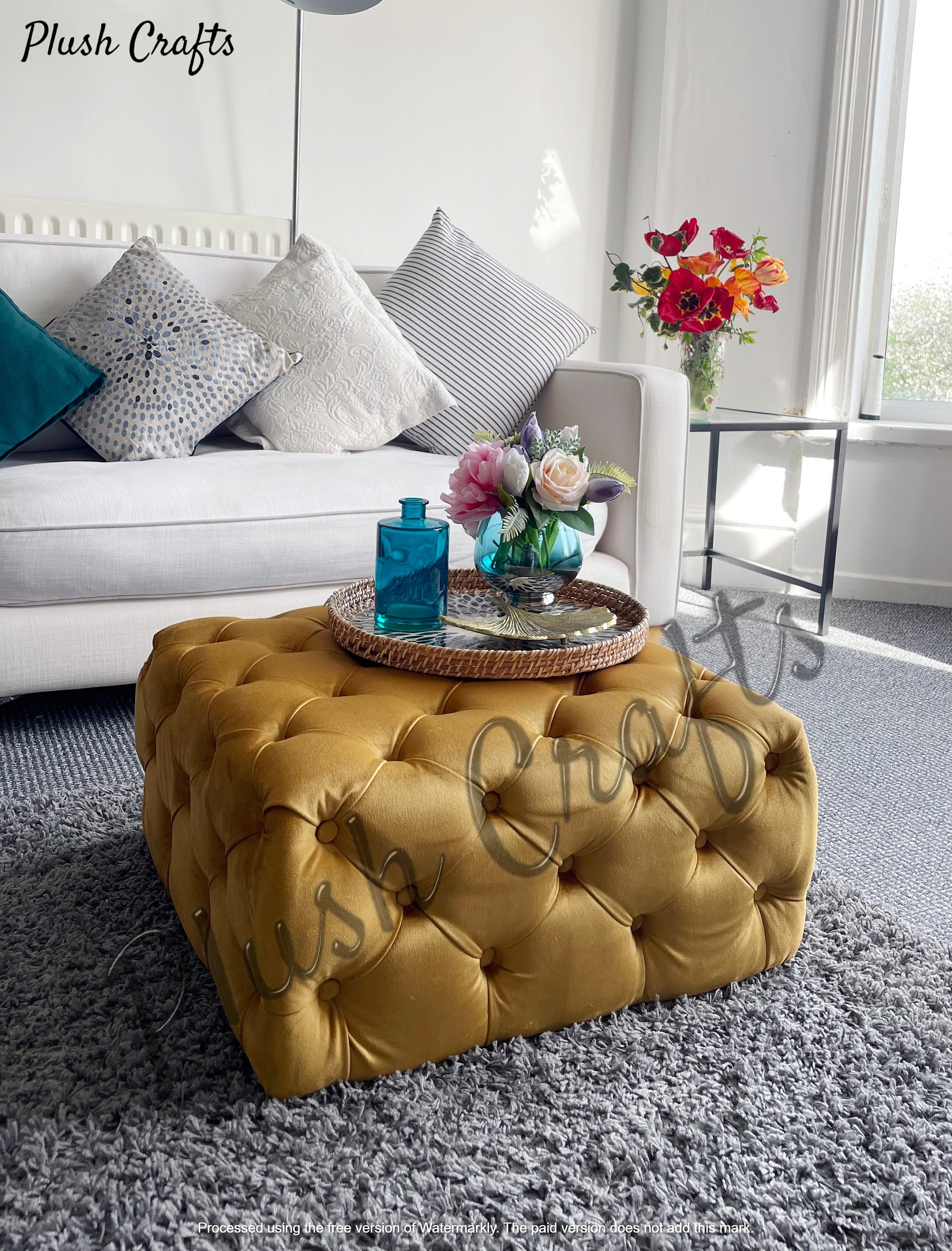 Large mustard footstool store