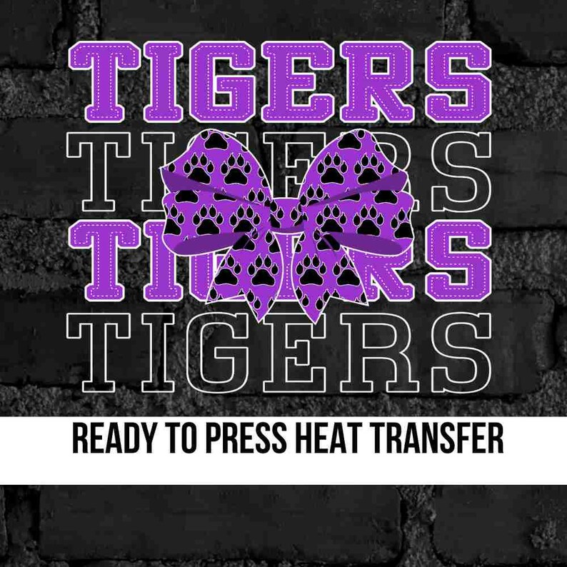Tigers Dtf Transfer Mascot Ready to Press Transfer School Ready for ...