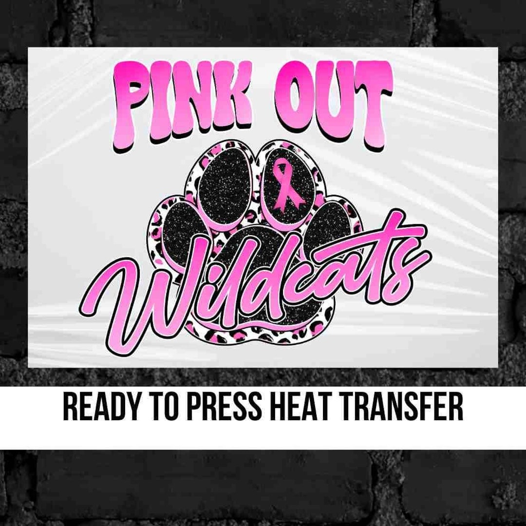 Pink Out Wildcat Dtf Transfer Breast Cancer Ready to Press Dtf Transfer ...