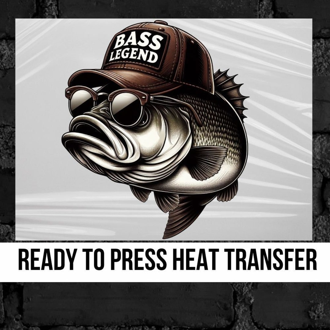 Fishing DTF Transfer, Custom Heat Transfer, Bass Fishing Ready to Press ...