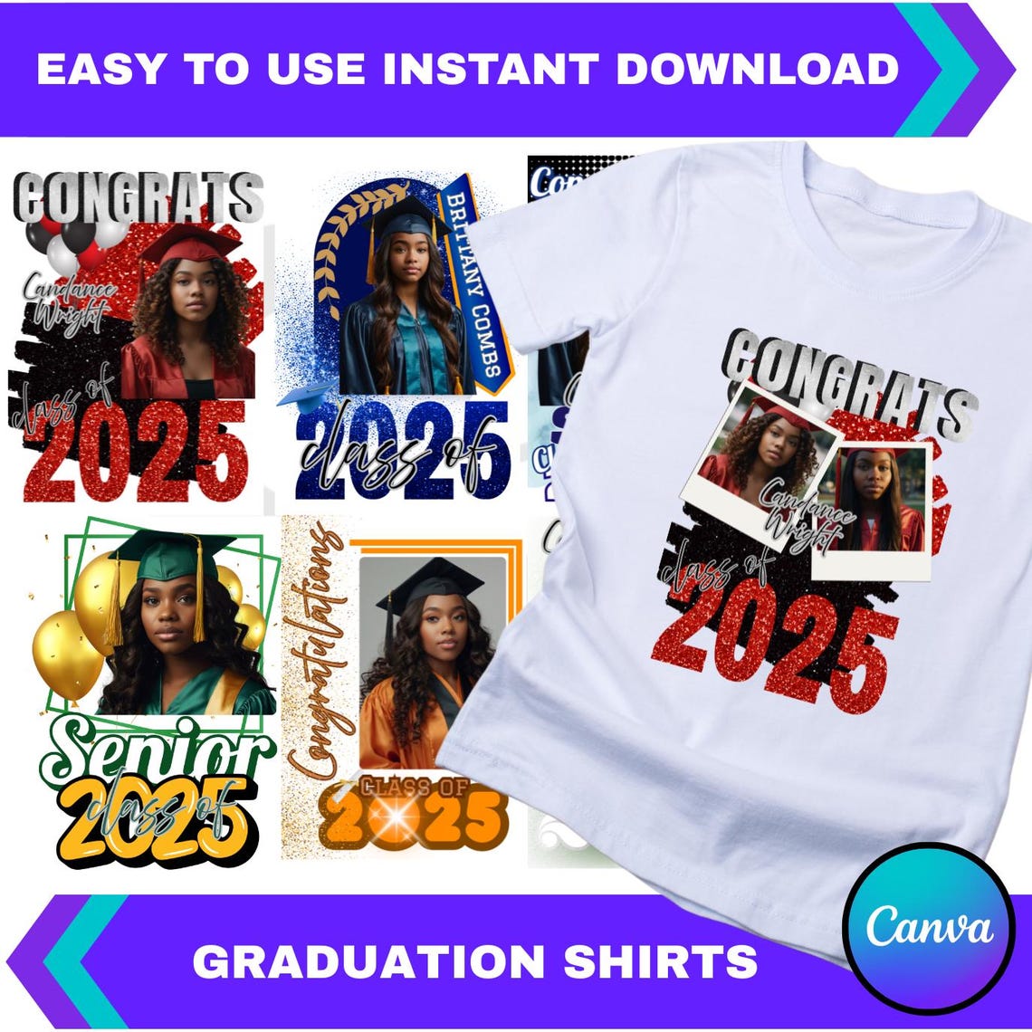 2025 Graduation T Shirt Canva Editable Template, Grad Bootleg Canva ...